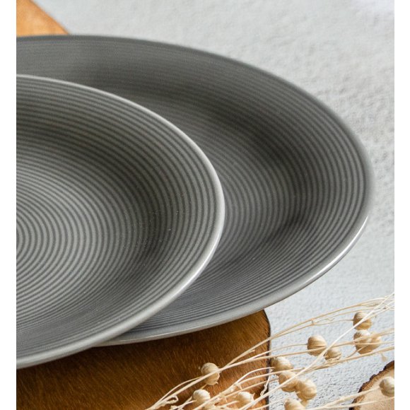 LUBIANA MODERN ETO K1 Talerz obiadowy 25 cm szary / porcelana ręcznie ...