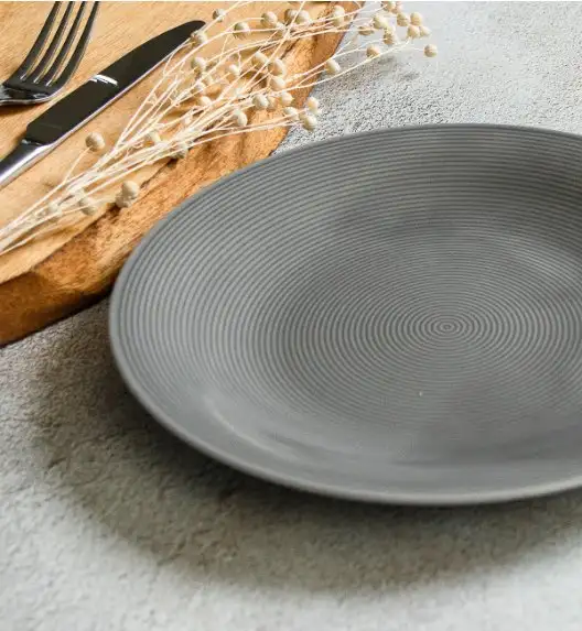 LUBIANA MODERN ETO K1 Talerz obiadowy 25 cm szary / porcelana ręcznie ...