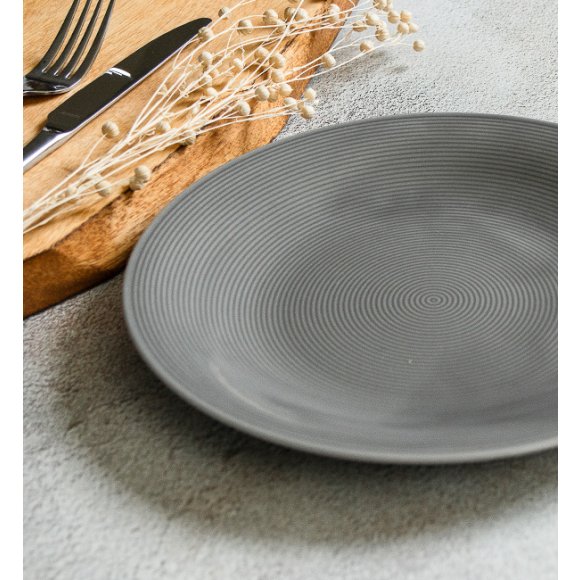 LUBIANA MODERN ETO K1 Talerz obiadowy 25 cm szary / porcelana ręcznie ...