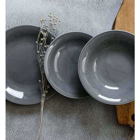 LUBIANA MODERN ETO K1 Talerz obiadowy 25 cm szary / porcelana ręcznie ...