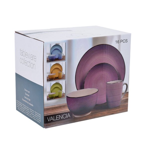 EXCELLENT HOUSEWARE Serwis obiadowy 16 el / 4 os różowy / ceramika ...